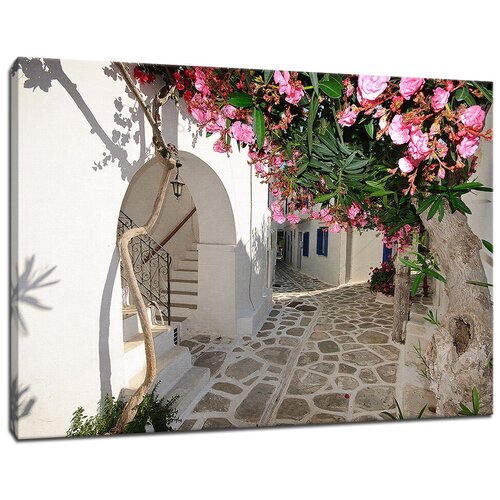 Картина Уютная стена "Улочка острова Санторини. Греция" 90х60 см