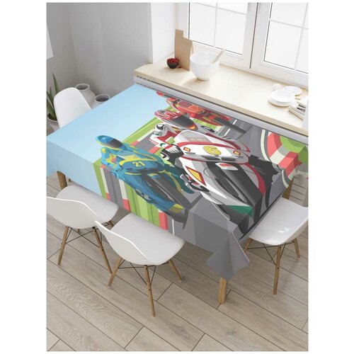 Скатерть прямоугольная JoyArty на кухонный стол "Мастерские гонки" из оксфорда, 120x145 см