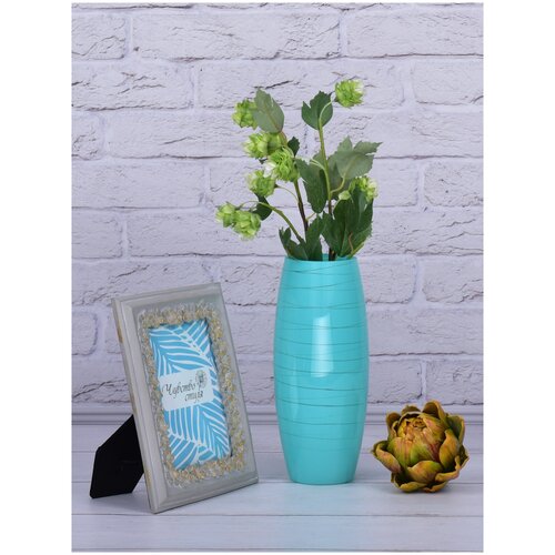Интерьерная стеклянная ваза для цветов и сухоцветов, мятный сироп ваза, мятный, овал 25см