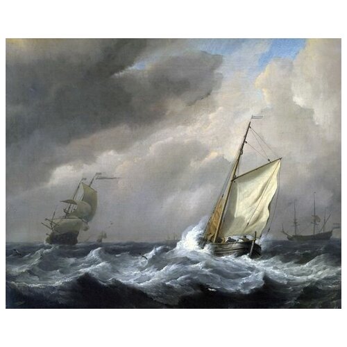 Репродукция на холсте Малые голландские суда в сильный ветер (A Small Dutch Vessel close-hauled in a Strong Breeze) Велде Уилльям ван де Старший 50см. x 40см.