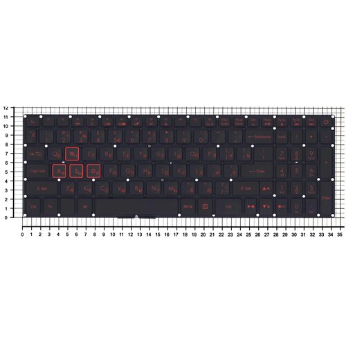 Клавиатура для ноутбука Acer Nitro 5 AN515, AN515-51, AN515-52 черная с подсветкой, красные символы