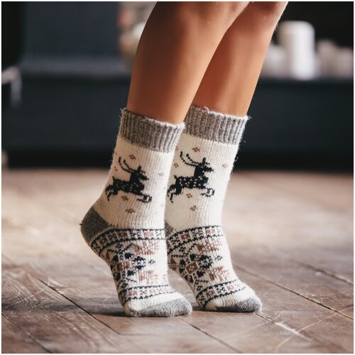 Носки Бабушкины носки, размер 35-37, серый, бежевый, коричневый, белый