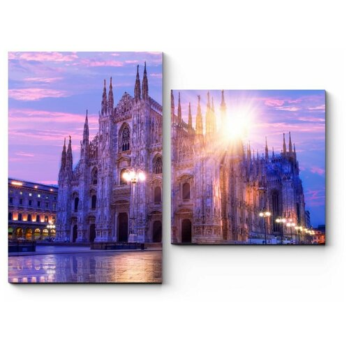 Модульная картина Миланский собор в лучах закатного солнца 80x60
