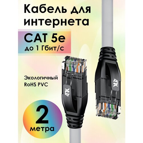 Патч-корд UTP LAN компьютерный кабель для подключения интернета cat 5e RJ45 1Гбит/c (4PH-LNC5000) серый 2.0м