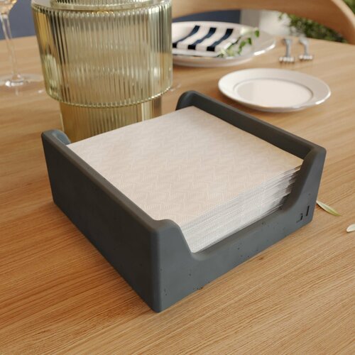 Салфетница на стол для кухни, аксессуар интерьерный для сервировки "Lyon" арт бетон темно-серая матовая.