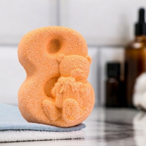 Добропаровъ Бомбочка для ванны "С 8 марта с мишкой" с ароматом персика, 75 г, оранжевая
