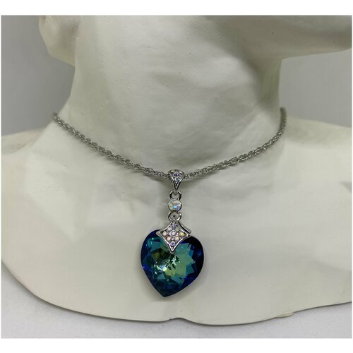 Колье, Swarovski Zirconia, длина 45 см, голубой