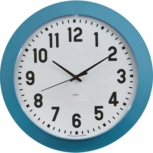 Часы настенные Troykatime Эконом круглые пластик цвет серо-синий бесшумные ø 30.5 см