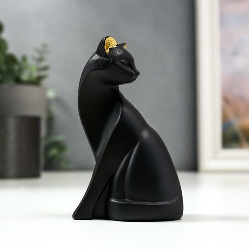 MARU Сувенир полистоун "Чёрная кошка с золотыми ушками" 12,7х7,7х4,3 см