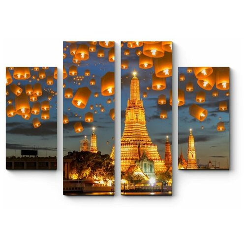 Модульная картина Волшебные небесные фонарики, Бангкок 130x98
