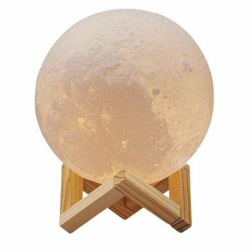 Реалистичный ночник 3D Moon Lamp / Настольный светильник Луна 15 см, с сенсорным управлением, беспроводной (7 цветов; 3 режима)