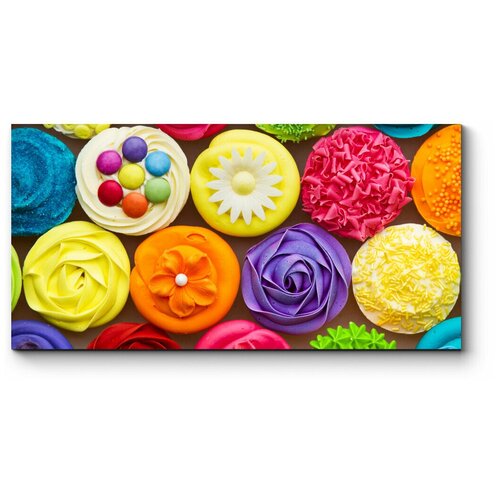 Модульная картина Разноцветные капкейки 60x30
