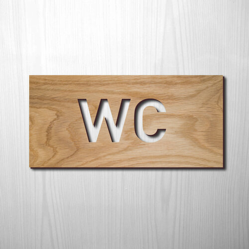 Табличка информационная на дверь туалета WC / Фанера 3 мм / 21х10 см / прямоугольная