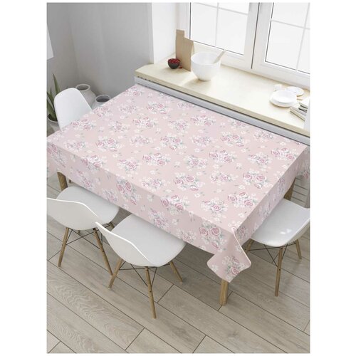 Скатерть прямоугольная JoyArty на кухонный стол "Классические розы" из оксфорда, 120x145 см
