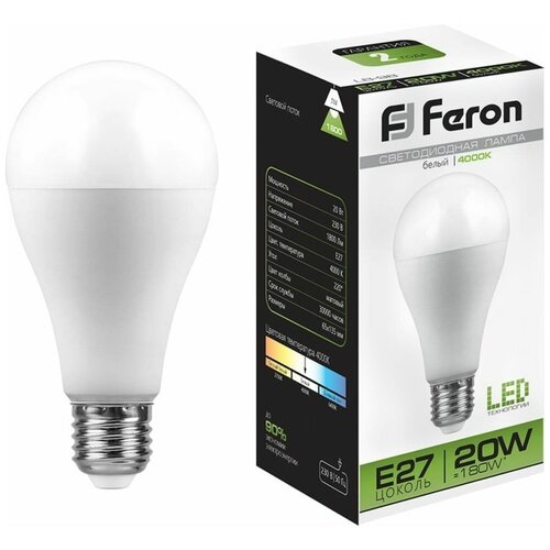 FERON Лампа светодиодная, 20W 230V E27 4000K, LB-98 25788