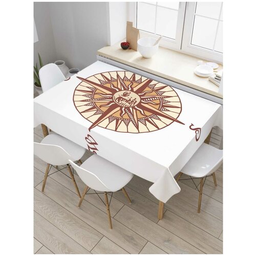 Скатерть прямоугольная JoyArty на кухонный стол "Компас многолучевой" из оксфорда, 120x145 см