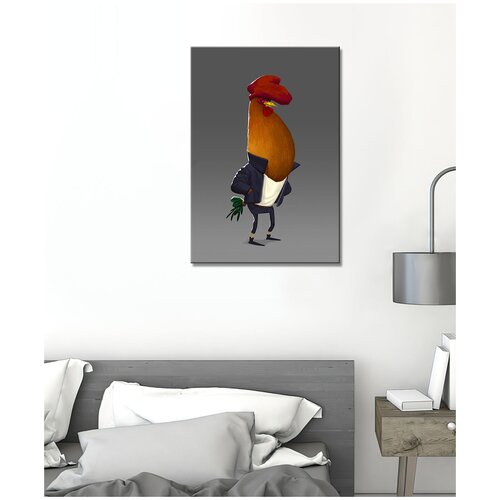 Картина - Курица арт, петух арт, красивые породы куриц, стилизация курица (38) 50х70
