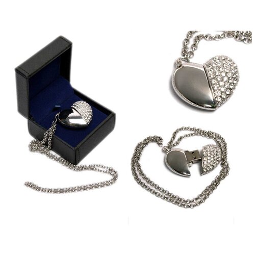 Подарочный набор флешка Сердце (16 Гб / GB USB 2.0 Серебро/Silver HEART_N8 Лучший необычный подарок любимой женщине на 8 марта в интернет магазине)