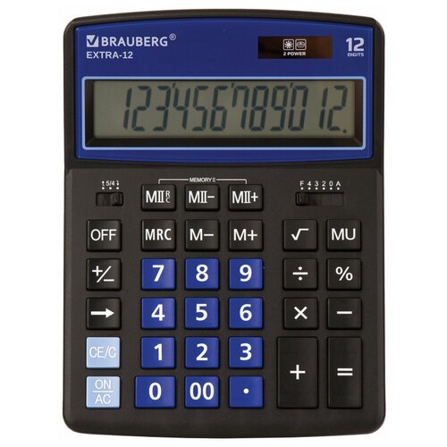 Калькулятор бухгалтерский BRAUBERG Extra-12, черный