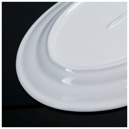 Блюдо овальное White Label, 35,5×24,5×2,5 см, с утолщённым краем, цвет белый