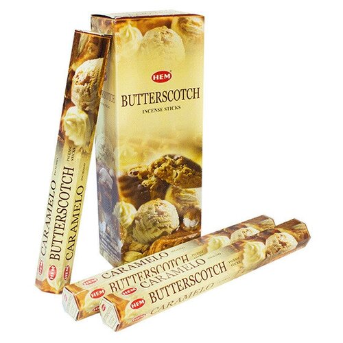 Благовоние HEM Карамель Butterscotch блок 6 упаковок Перо Павлина