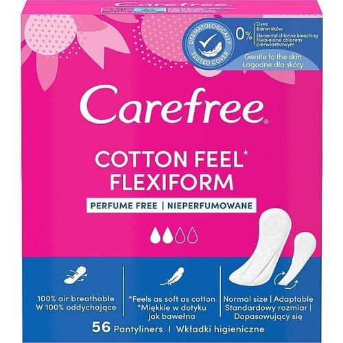 Прокладки женские ежедневные Cotton Feel Flexiform (56 шт) 2 капли, ежедневки Кефри