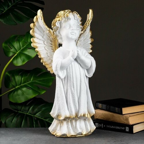 Хорошие сувениры Фигура "Ангел молящийся большой" белое золото 53х30х20см