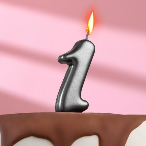 Свеча в торт "Овал" , цифра 1 , мокрый асфальт, 7.8 см