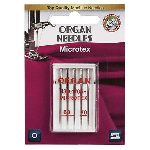 Игла/иглы Organ Microtex, серебристый , 5 шт.