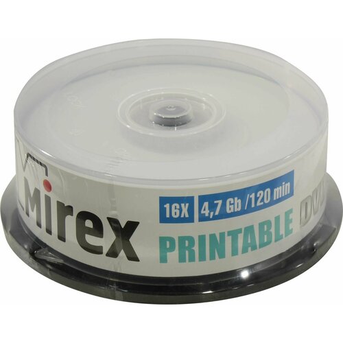 DVD+R Disc Mirex 4.7Gb 16x < уп. 25 шт> на шпинделе, printable < 203421>