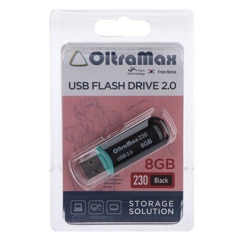 Флешка OltraMax 230, 8 Гб, USB2.0, чт до 15 Мб/с, зап до 8 Мб/с