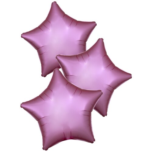 Набор воздушных шаров Anagram звёзды Сатин, Розовый, 46 см, 3 шт
