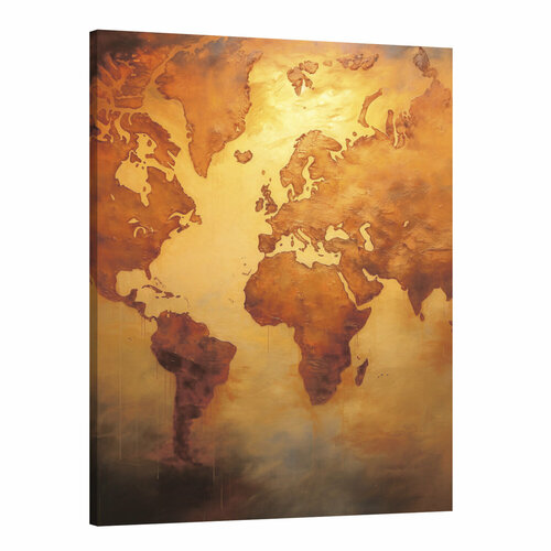Интерьерная картина 50х70 "Карта мира в сиянии"