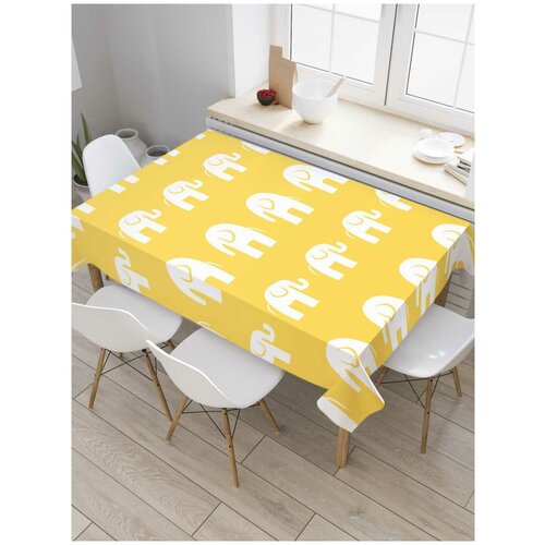 Скатерть прямоугольная JoyArty на кухонный стол "Караван слонов" из оксфорда, 180x145 см