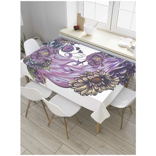 Скатерть прямоугольная JoyArty на кухонный стол "Цветочная девушка" из оксфорда, 120x145 см