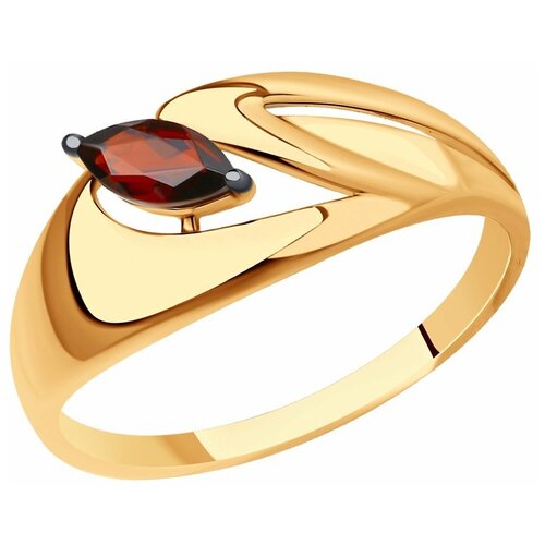 Кольцо Diamant, красное золото, 585 проба, гранат, размер 18.5