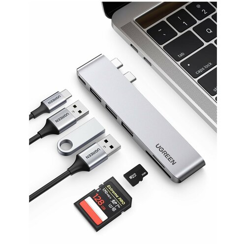 Хаб UGREEN CM251 (60560) 2xType C to 3 USB 3.0 + SD/Micro SD + USB-C Space Gray