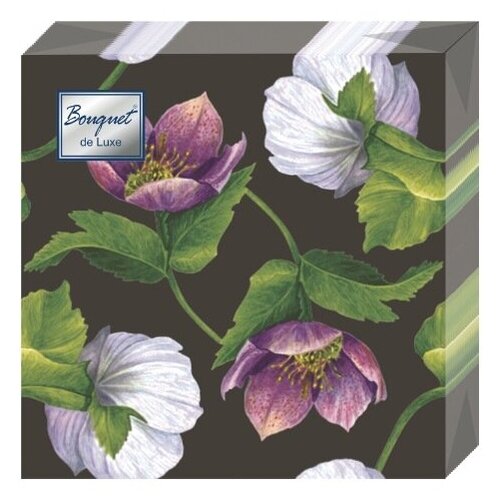 Салфетки бумажные Bouquet “Декоративный цветок” 1 упаковка по 25 штук, размер 24х24 сантиметра, 3-х слойные.