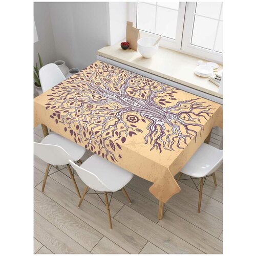 Скатерть прямоугольная JoyArty на кухонный стол "Узоры на дереве" из оксфорда, 120x145 см