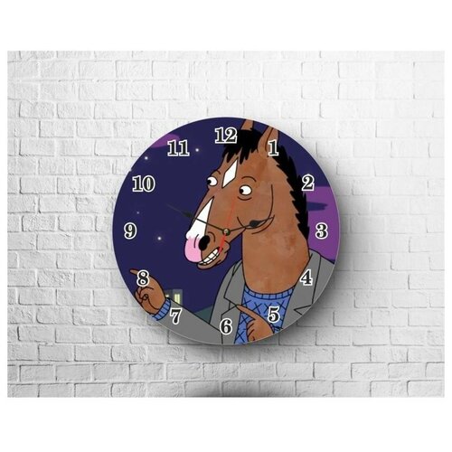 Часы настенные GOODbrelok круглой формы, диаметр 20 см, с принтом "Конь Боджек" - 5