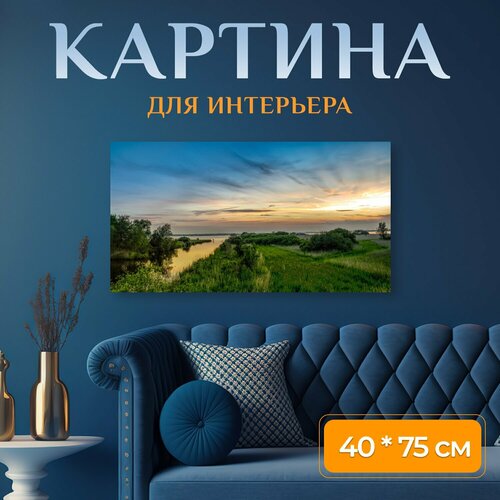 Картина на холсте "Природа, панорамный, небо" на подрамнике 75х40 см. для интерьера