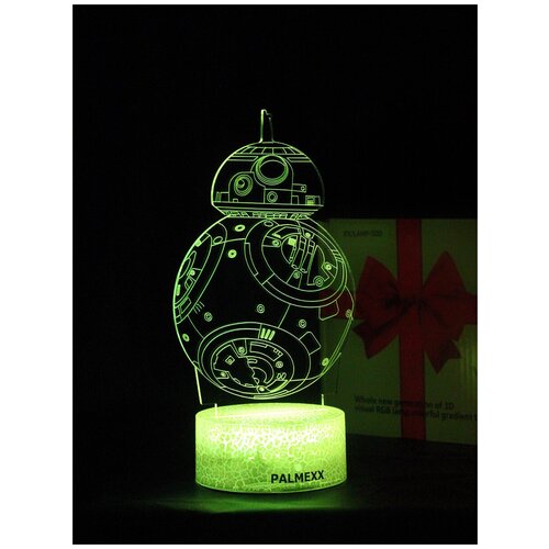 Светодиодный ночник PALMEXX 3D светильник LED RGB 7 цветов (робот BB-8) LAMP-069