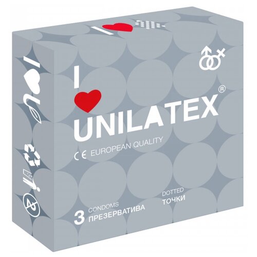 Презервативы с точками Unilatex Dotted - 3 шт.