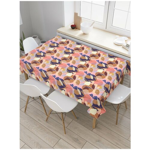 Скатерть прямоугольная JoyArty на кухонный стол "Абстрактная цветочная поляна" из оксфорда, 120x145 см