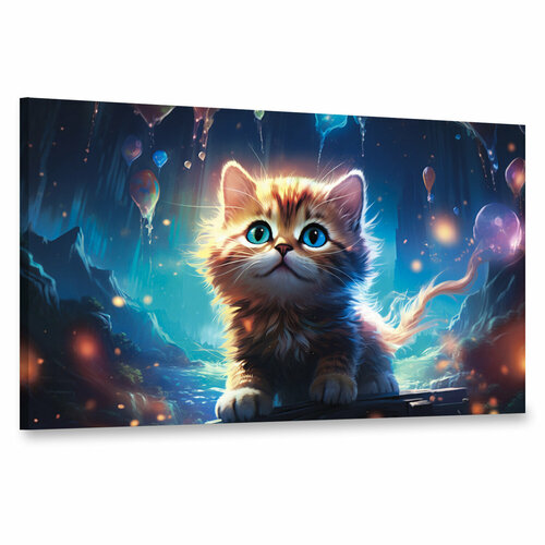 Интерьерная картина 100х60 "Кот и его яркий след"
