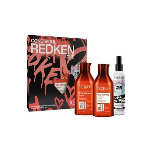 Redken набор Frizz Dismiss - Shampoo 300 ml + Conditioner 300 ml + Spray 150 ml