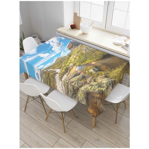 Скатерть прямоугольная JoyArty на кухонный стол "Дом в поле у ручья" из оксфорда, 120x145 см
