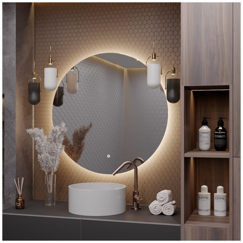 Зеркало круглое "парящее" Муза D140 для ванной с нейтральной LED-подсветкой