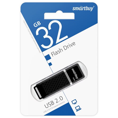 Флешка SmartBuy Quartz 32 ГБ, 1 шт., черный