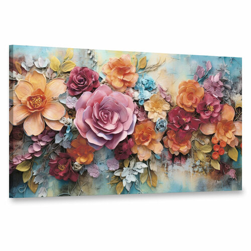 Интерьерная картина 100х60 "Праздник цветочных мечтаний"